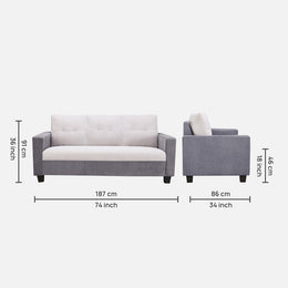 Buy Fabric 3 Seater Sofa Set (Ease Cool Grey) Online at Best Price ...